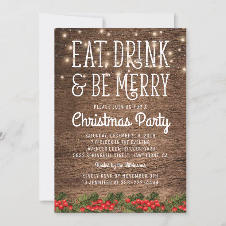 Rustic Country Christmas Party | Happy Holiday Invitation | Zazzle