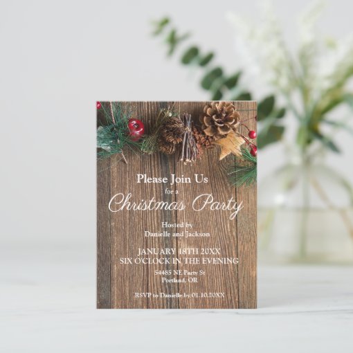 Rustic Country Christmas Party Invitation | Zazzle