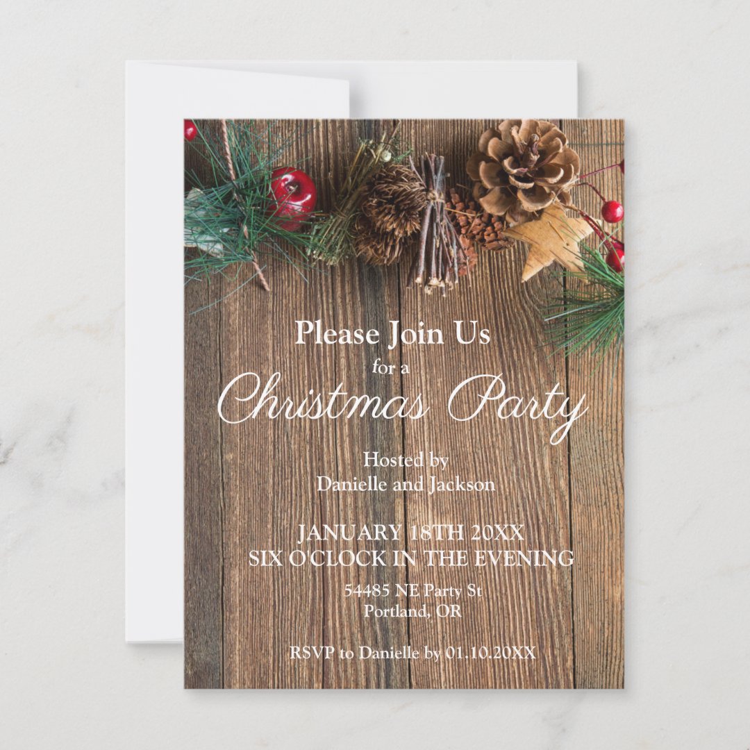 Rustic Country Christmas Party Invitation | Zazzle