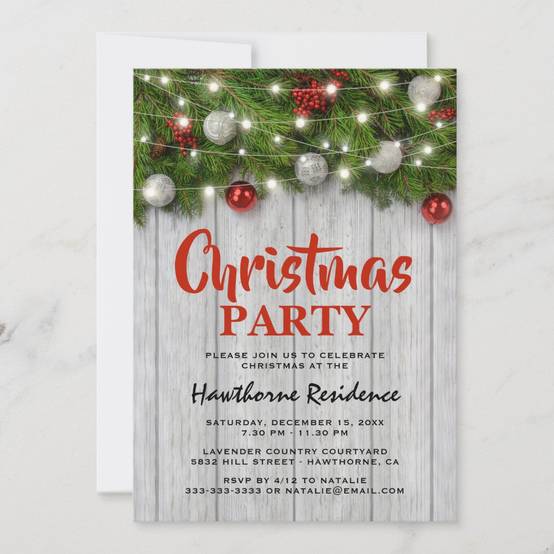 Rustic Country Christmas Party Invitation | Zazzle