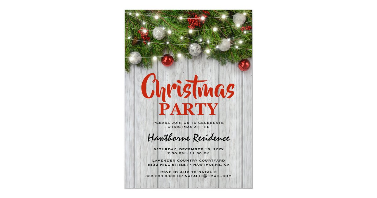 Rustic Country Christmas Party Invitation | Zazzle.com