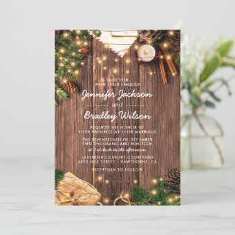 Rustic Country Christmas Themed Wedding Invitation | Zazzle