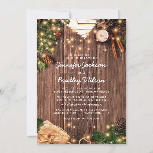 Rustic Country Christmas Themed Wedding Invitation | Zazzle