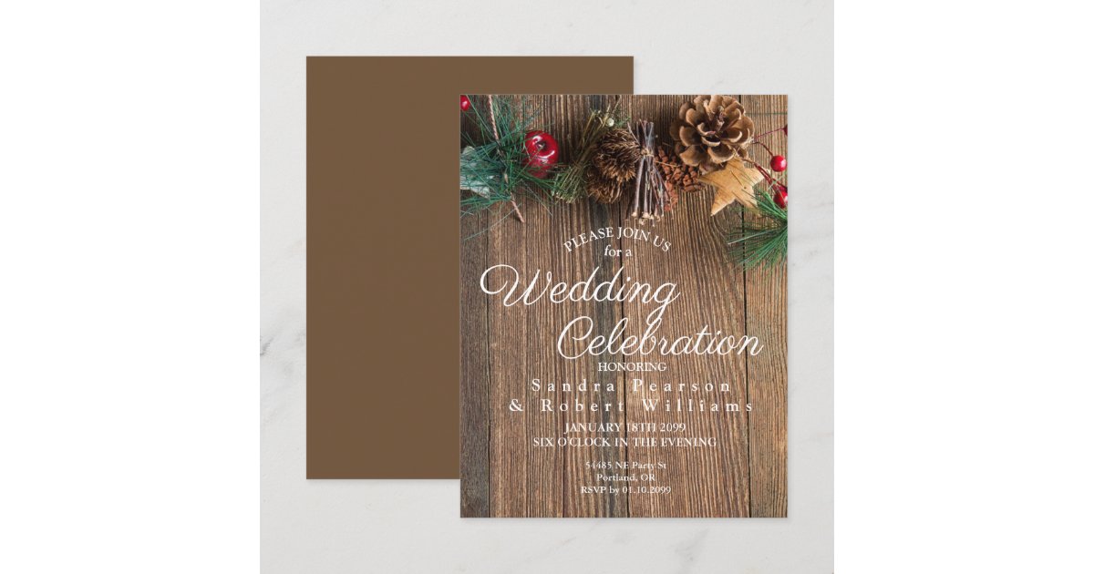 Rustic Country Christmas Wedding Invitation | Zazzle