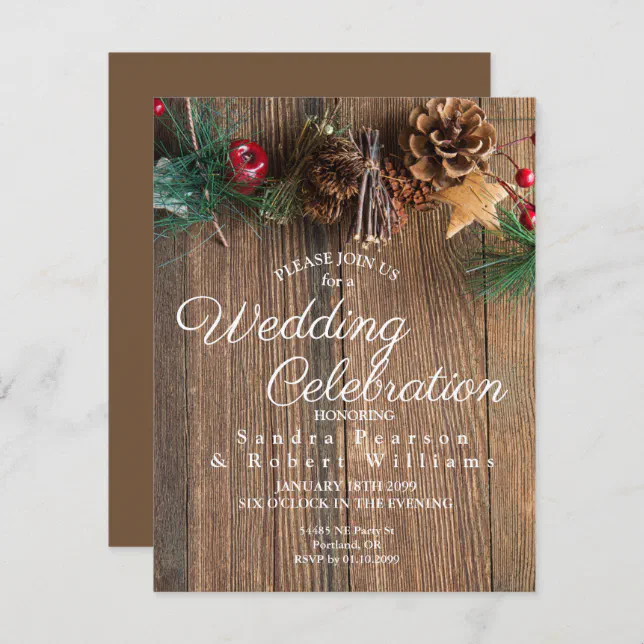 Rustic Country Christmas Wedding Invitation | Zazzle