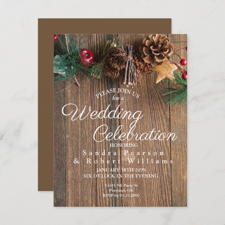Rustic Country Christmas Wedding Invitation | Zazzle