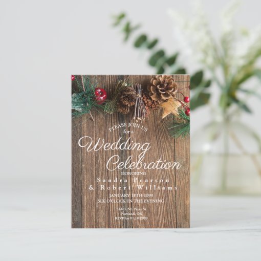 Rustic Country Christmas Wedding Invitation | Zazzle