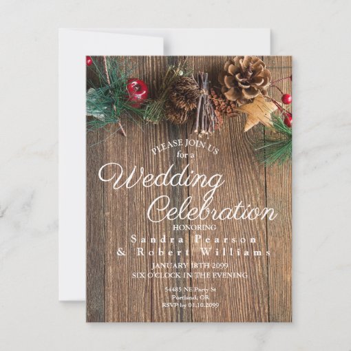 Rustic Country Christmas Wedding Invitation | Zazzle