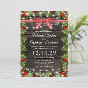 Rustic Country Christmas Wedding Invitation | Zazzle
