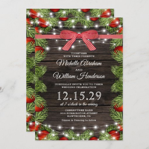 Rustic Country Christmas Wedding Invitation | Zazzle