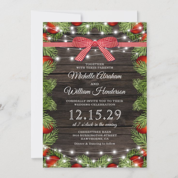 Rustic Country Christmas Wedding Invitation | Zazzle
