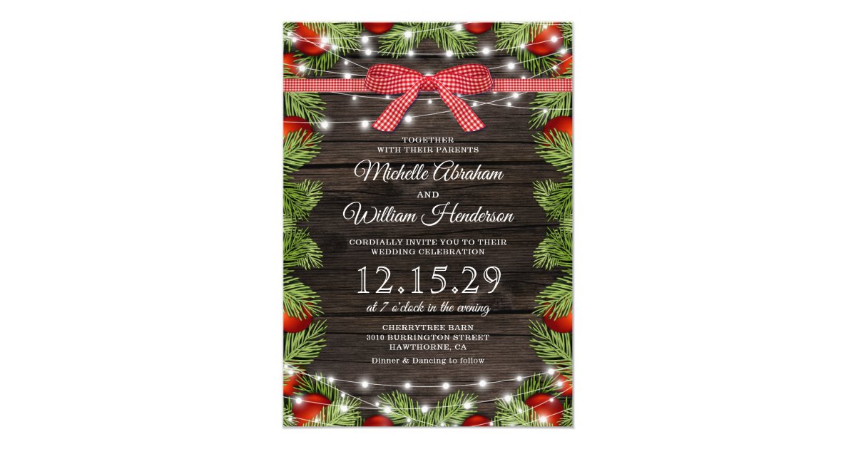 Rustic Country Christmas Wedding Invitation | Zazzle.com