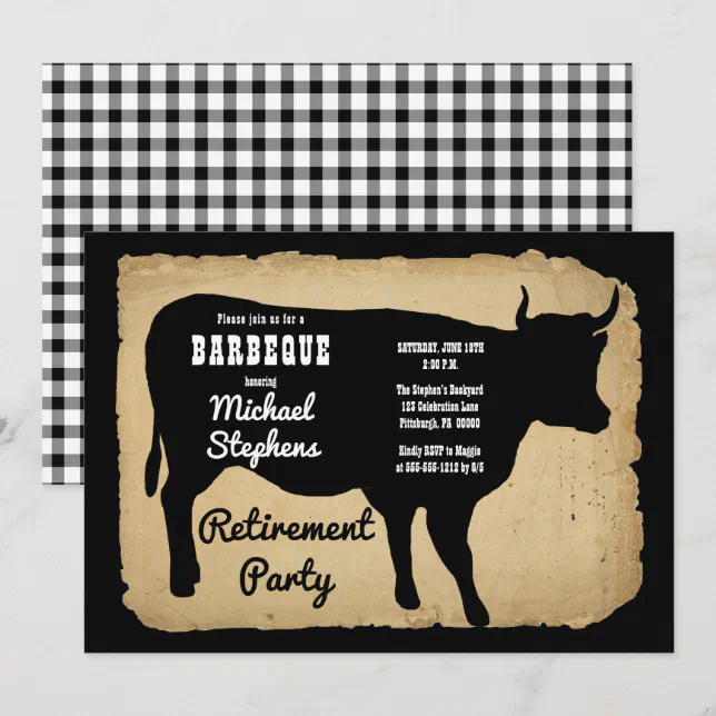 Rustic Country Cow BBQ Retirement Party Invitation | Zazzle