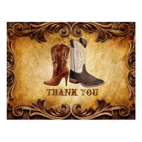 Rustic Country Cowboy Western Wedding thank you Postcard | Zazzle.com