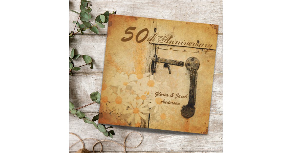 rustic country daisy 50th wedding anniversary invitation | Zazzle