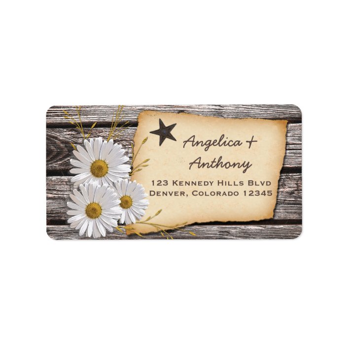Rustic Country Daisy Wedding Return Address Labels | Zazzle.com