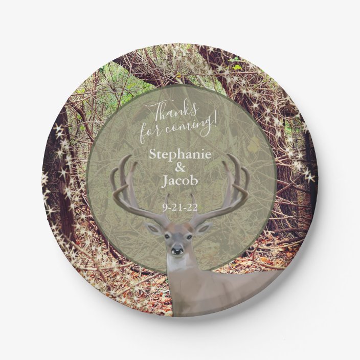 Rustic Country Deer Hunter Wedding Paper Plates | Zazzle.com