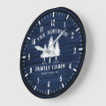 Rustic Country Family Cabin Trees Blue Wood Print Large Clock | Zazzle