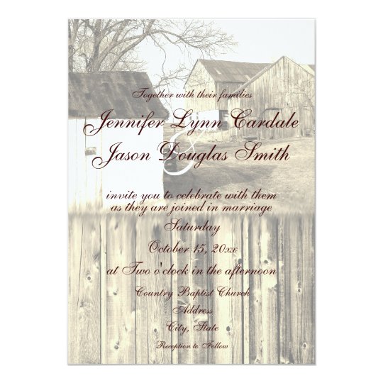 Rustic Country Farm Barn Wood Wedding Invitations | Zazzle.com