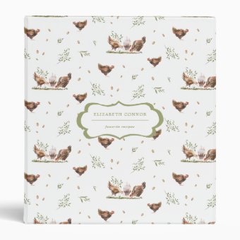 Rustic Country Farmers Market Chicken Recipe 3 Ring Binder | Zazzle