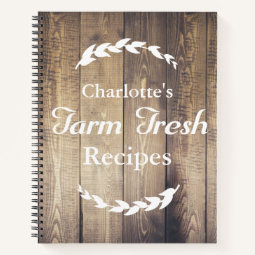 Rustic Country Farmhouse Barn Wood Recipe Notebook | Zazzle