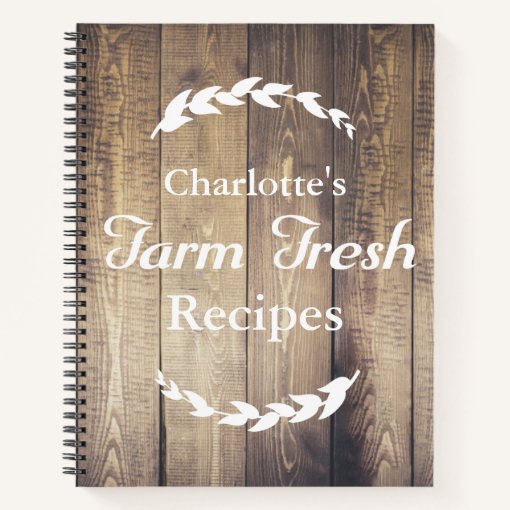 Rustic Country Farmhouse Barn Wood Recipe Notebook | Zazzle