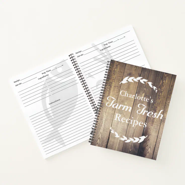 Rustic Country Farmhouse Barn Wood Recipe Notebook | Zazzle