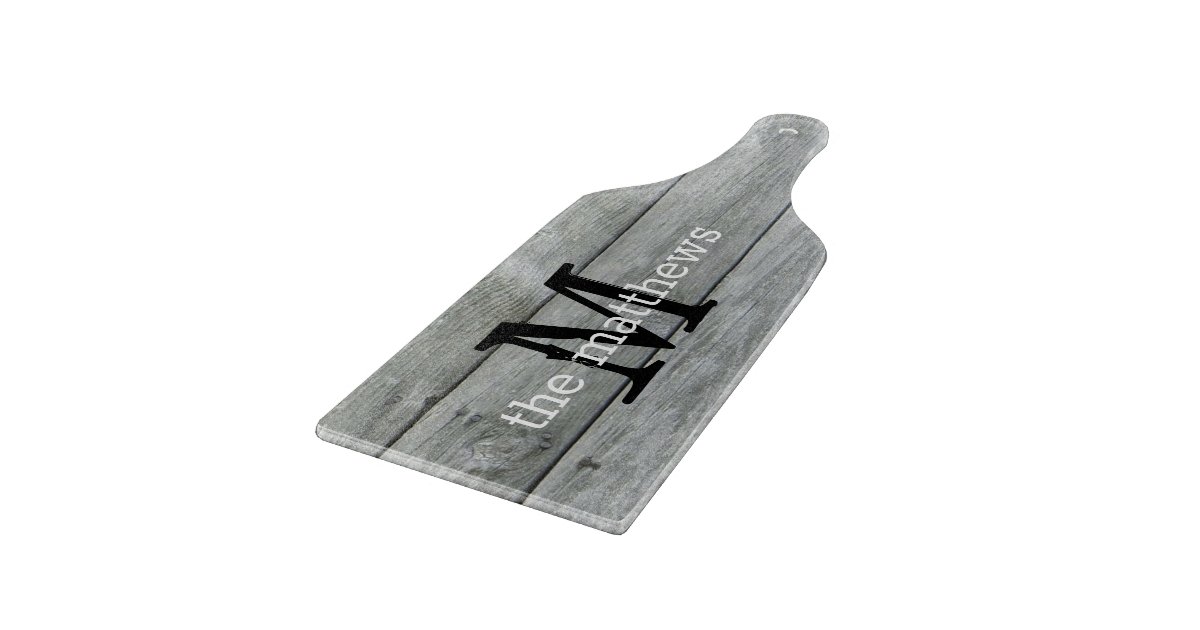 Rustic Country Farmhouse Grey Monogrammed Name Cutting Board | Zazzle