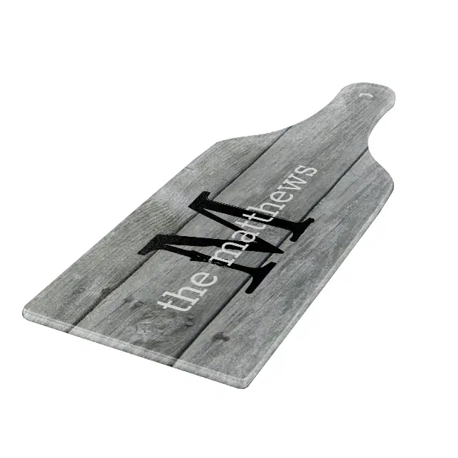 Rustic Country Farmhouse Grey Monogrammed Name Cutting Board | Zazzle