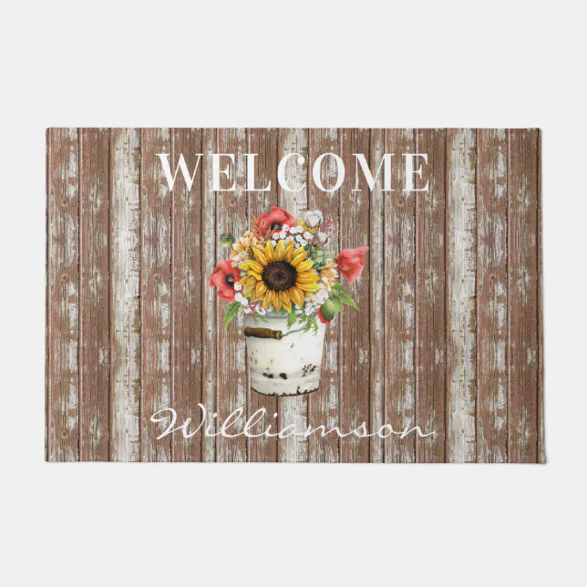 Rustic Country Farmhouse Style Family Name Doormat | Zazzle