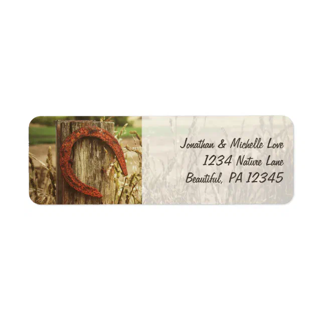 Rustic Country Fence and Horseshoe Address Label | Zazzle