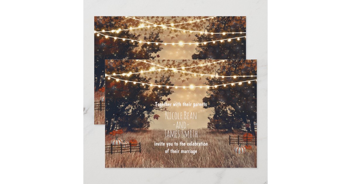 Rustic Country Field Autumn Wedding Invitations | Zazzle