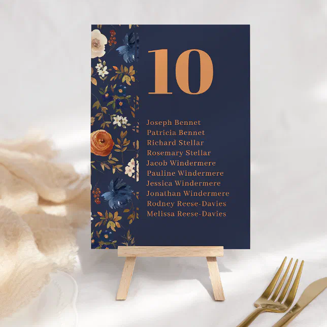Rustic Country Floral Wedding Reception Table Number | Zazzle