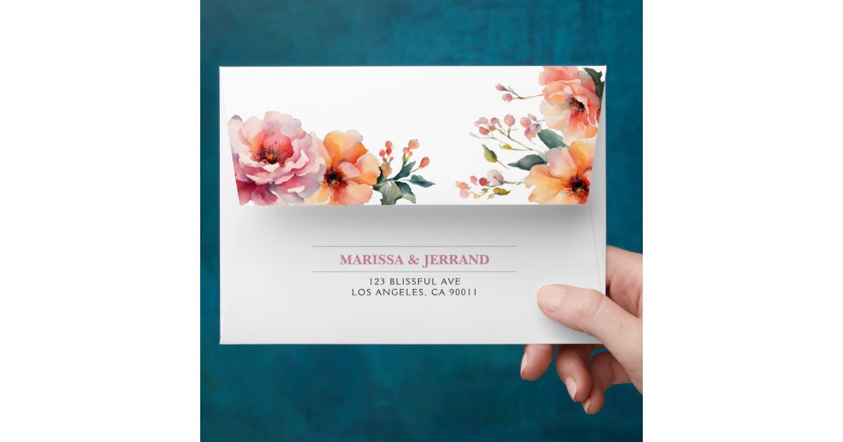 Rustic Country Floral White Wedding Envelope | Zazzle