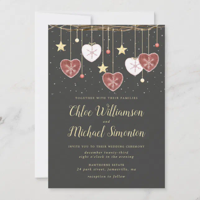 Rustic Country Heart Winter Wedding Invitation | Zazzle
