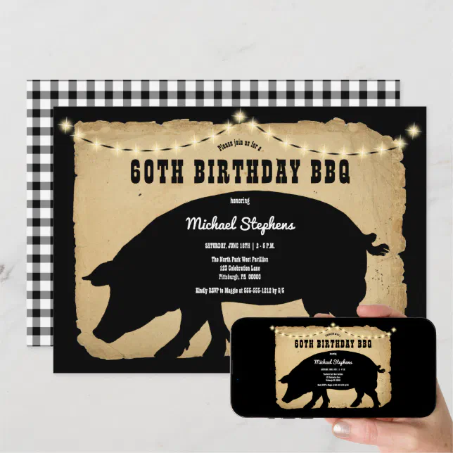 Rustic Country Hog 60th Birthday Barbeque - BBQ Invitation | Zazzle