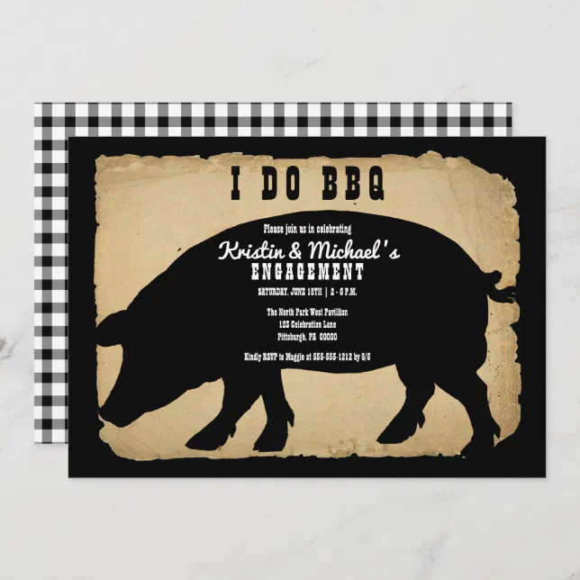 Rustic Country Hog Engagement I DO BBQ Invitation | Zazzle