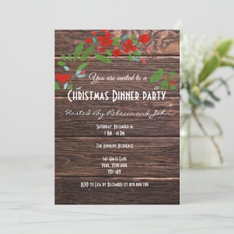 Rustic Country Holiday Christmas Dinner Invitation | Zazzle