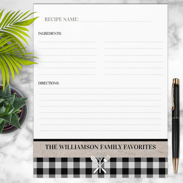 Rustic Country Kitchen Recipe Binder Insert | Zazzle