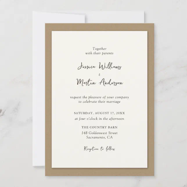 Rustic Country Kraft Paper Wedding Invitations | Zazzle