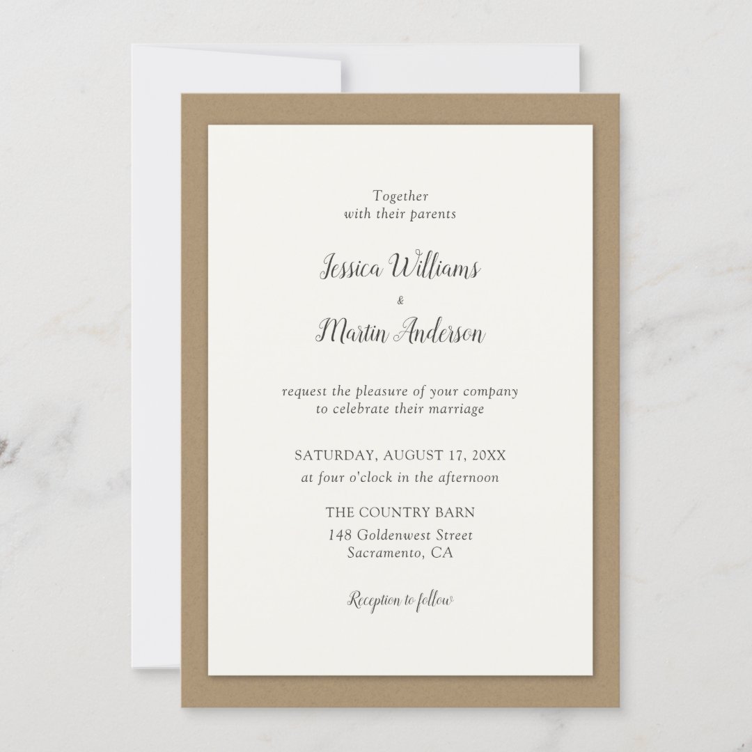 Rustic Country Kraft Paper Wedding Invitations | Zazzle
