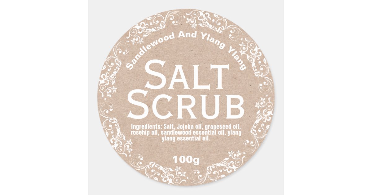 Rustic Country Kraft Salt Scrub Labels | Zazzle
