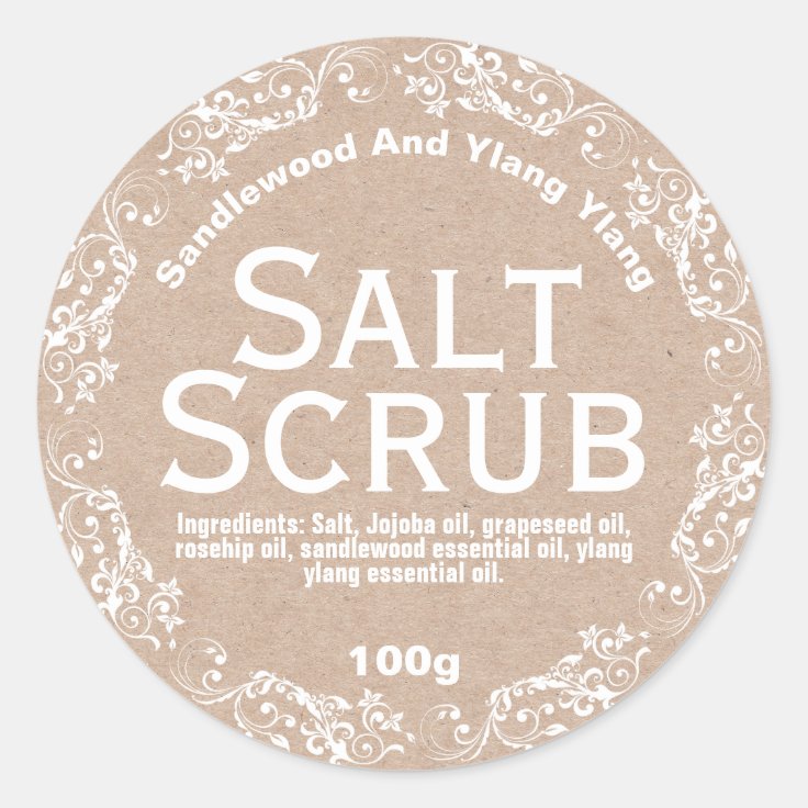 Rustic Country Kraft Salt Scrub Labels | Zazzle