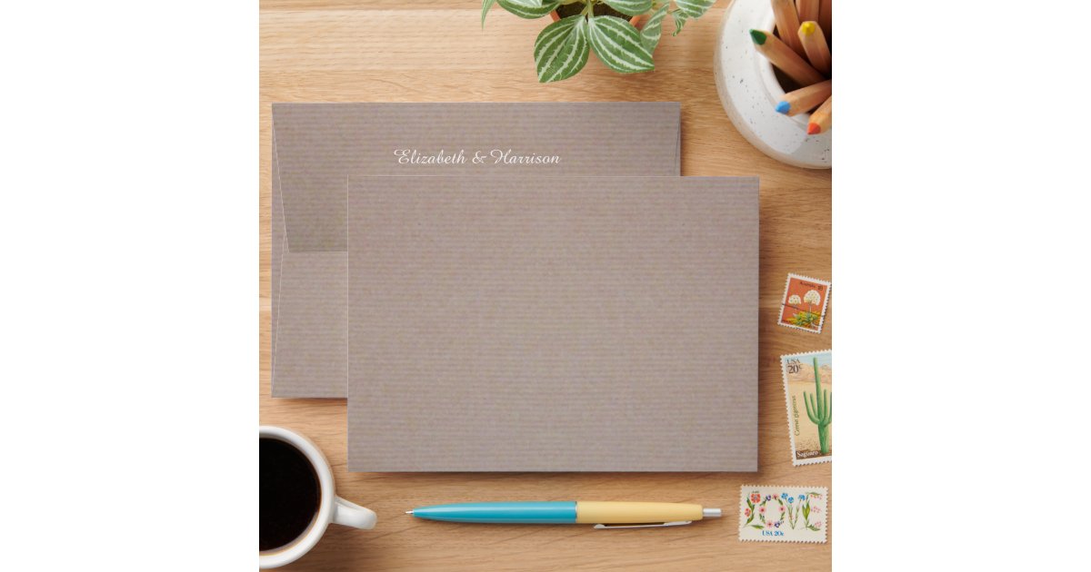 Rustic Country Kraft Wedding Envelope | Zazzle