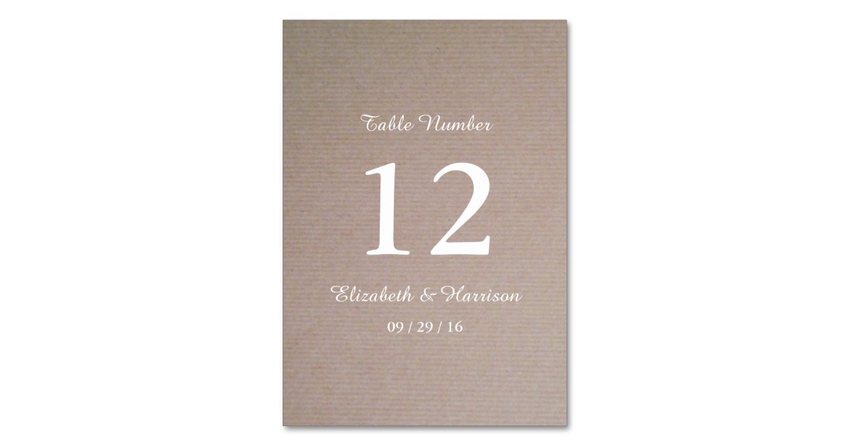 Rustic Country Kraft Wedding Table Number | Zazzle