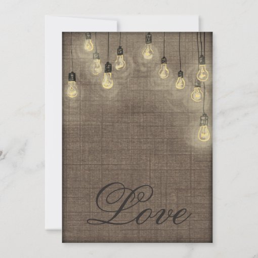 Rustic Country Lights Burlap Wedding Invitations | Zazzle