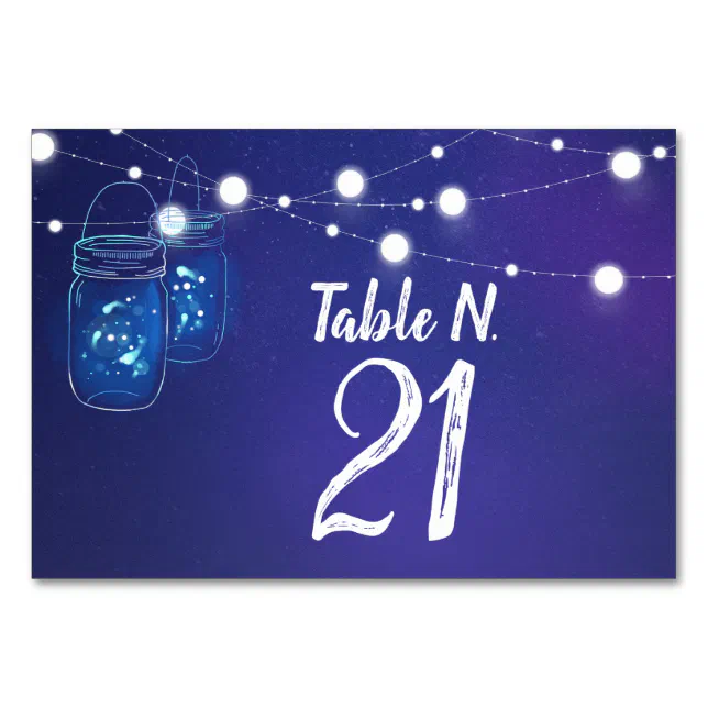 Rustic country lights mason jars fireflies Table Table Number | Zazzle