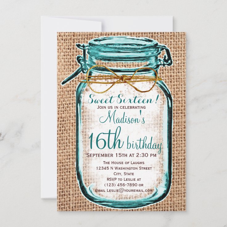 Rustic Country Mason Jar Birthday Invitation | Zazzle