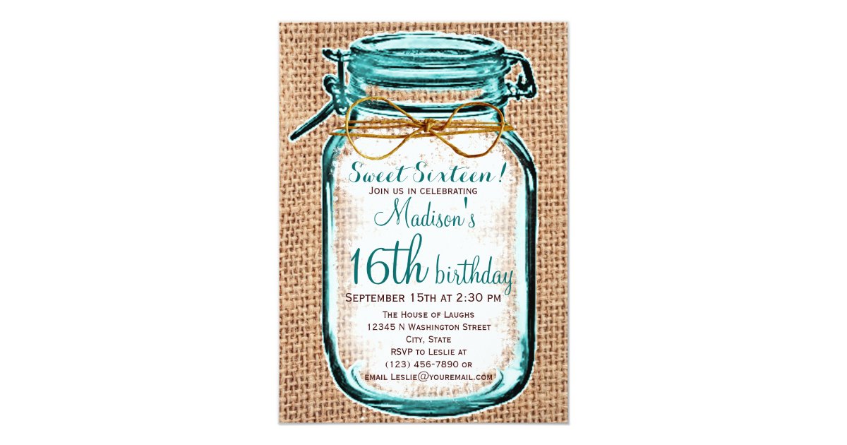 Rustic Country Mason Jar Birthday Invitation | Zazzle.com