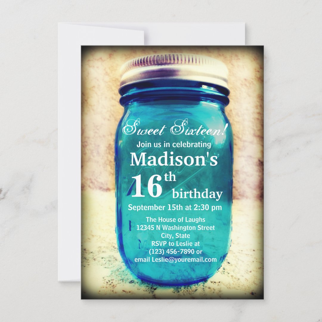 Rustic Country Mason Jar Birthday Invitation | Zazzle